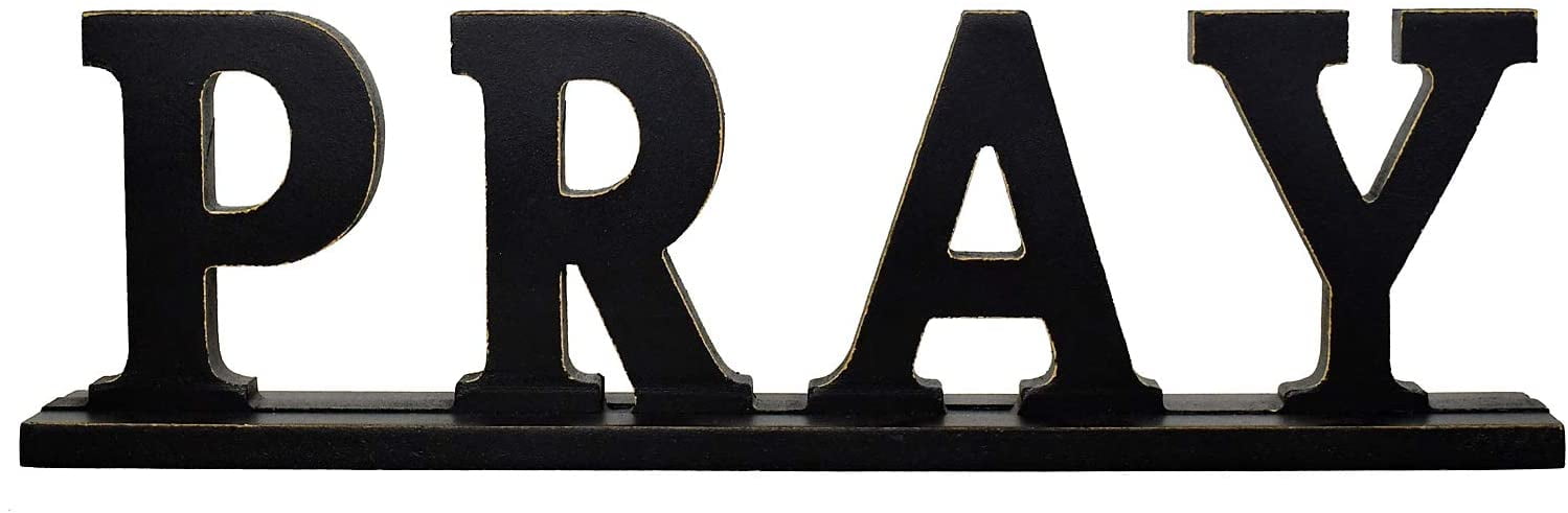 Rustic Wood Pray Sign for Home Decor, Decorative Wooden Cutout Word ...