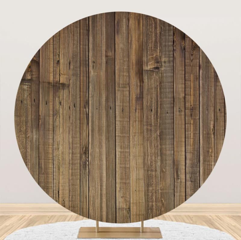 Rustic Wood Round Backdrop Cover Brown Wooden Board Wedding Baby Shower ...