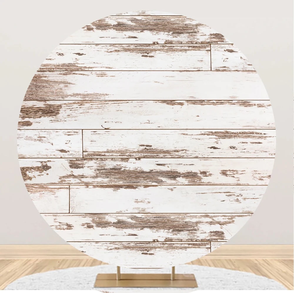 Rustic Wood Round Backdrop Cover Brown Wooden Board Wedding Baby Shower ...