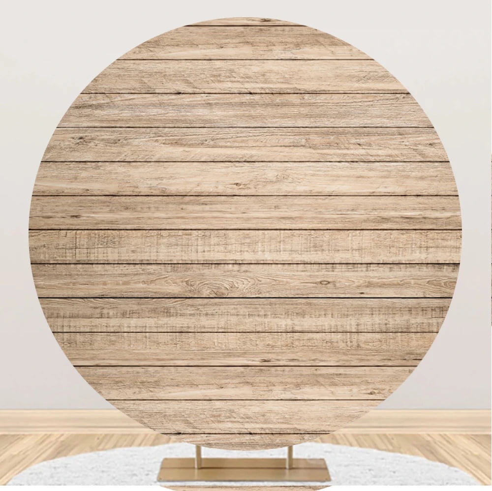 Rustic Wood Round Backdrop Cover Brown Wooden Board Wedding Baby Shower ...