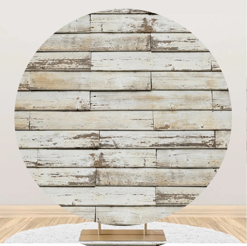 Rustic Wood Round Backdrop Cover Brown Wooden Board Wedding Baby Shower ...
