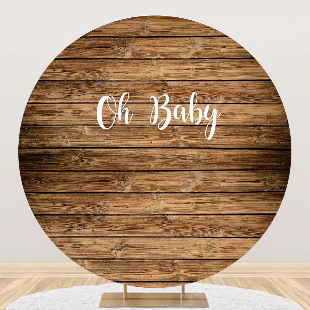 Rustic Wood Round Backdrop Cover Brown Wooden Board Wedding Baby Shower ...
