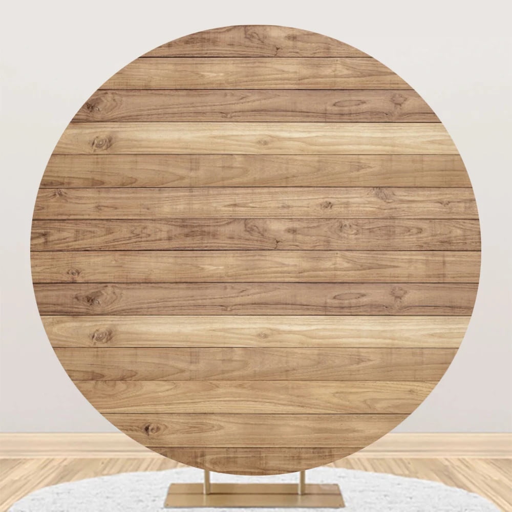 Rustic Wood Round Backdrop Cover Brown Wooden Board Wedding Baby Shower ...