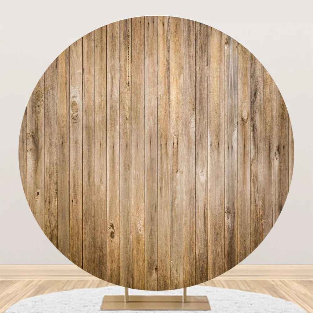 Rustic Wood Round Backdrop Cover Brown Wooden Board Wedding Baby Shower ...