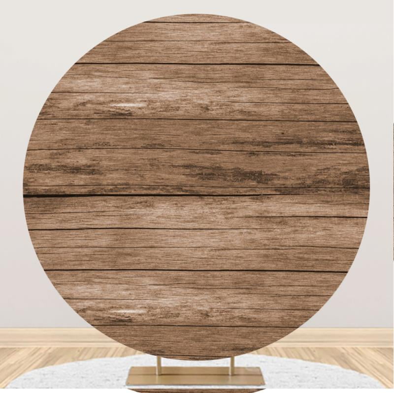 Rustic Wood Round Backdrop Cover Brown Wooden Board Wedding Baby Shower ...