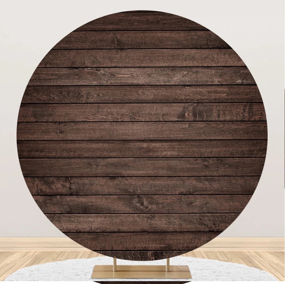 Rustic Wood Round Backdrop Cover Brown Wooden Board Wedding Baby Shower ...