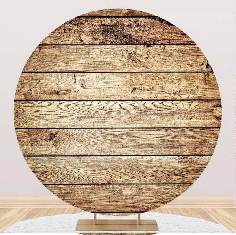 Rustic Wood Round Backdrop Cover Brown Wooden Board Wedding Baby Shower ...
