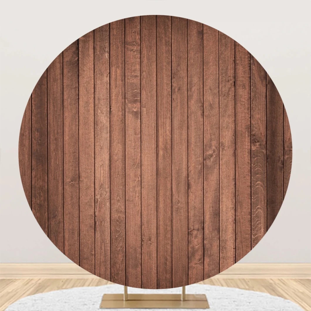 Rustic Wood Round Backdrop Cover Brown Wooden Board Wedding Baby Shower ...