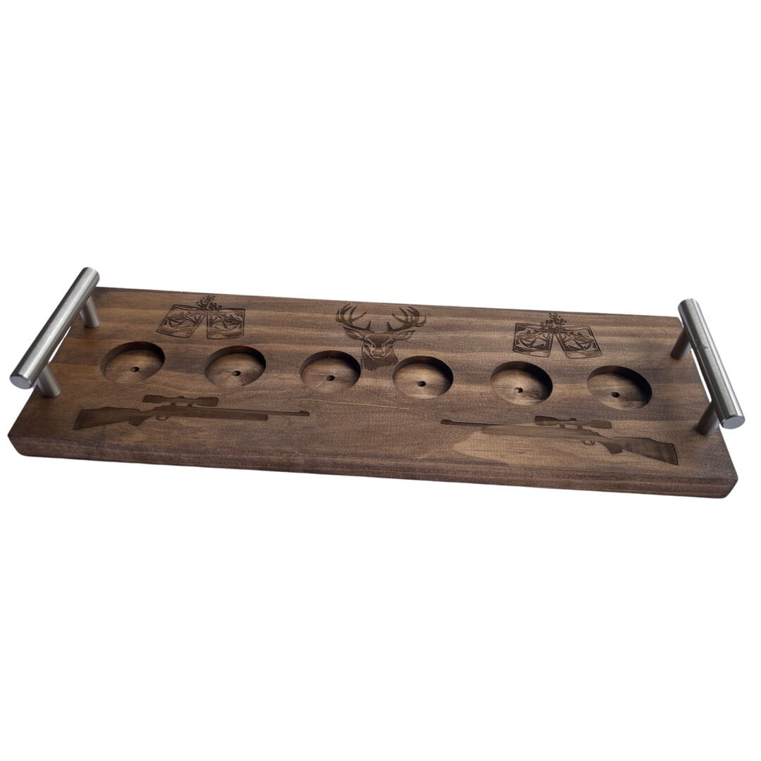 Rustic Wood Shot Glass Flight Board with Hunting Theme Design, Pine ...
