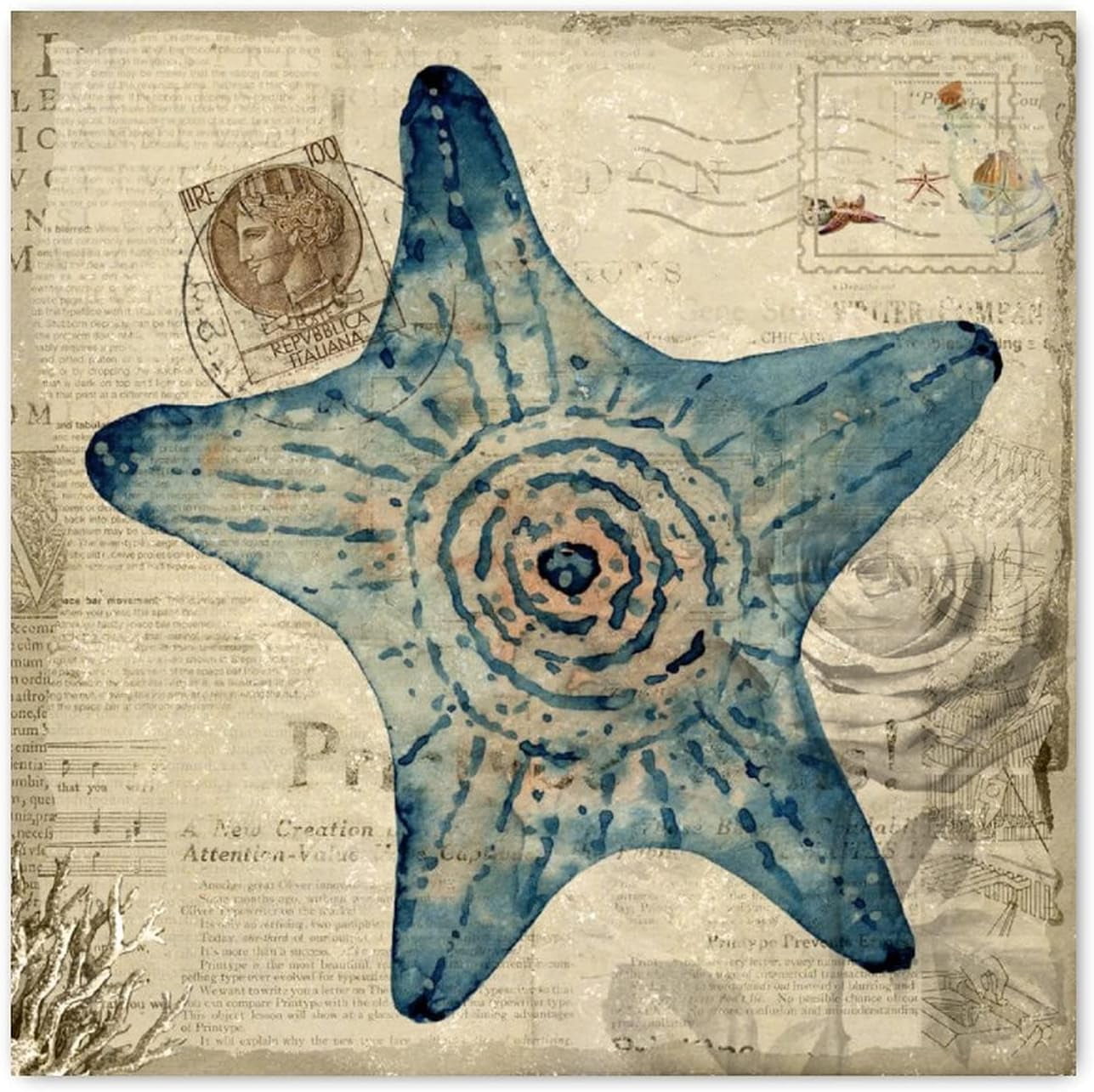 Rustic Wood Sign Board Wooden Signs Nautical Coastal Starfish Wood ...