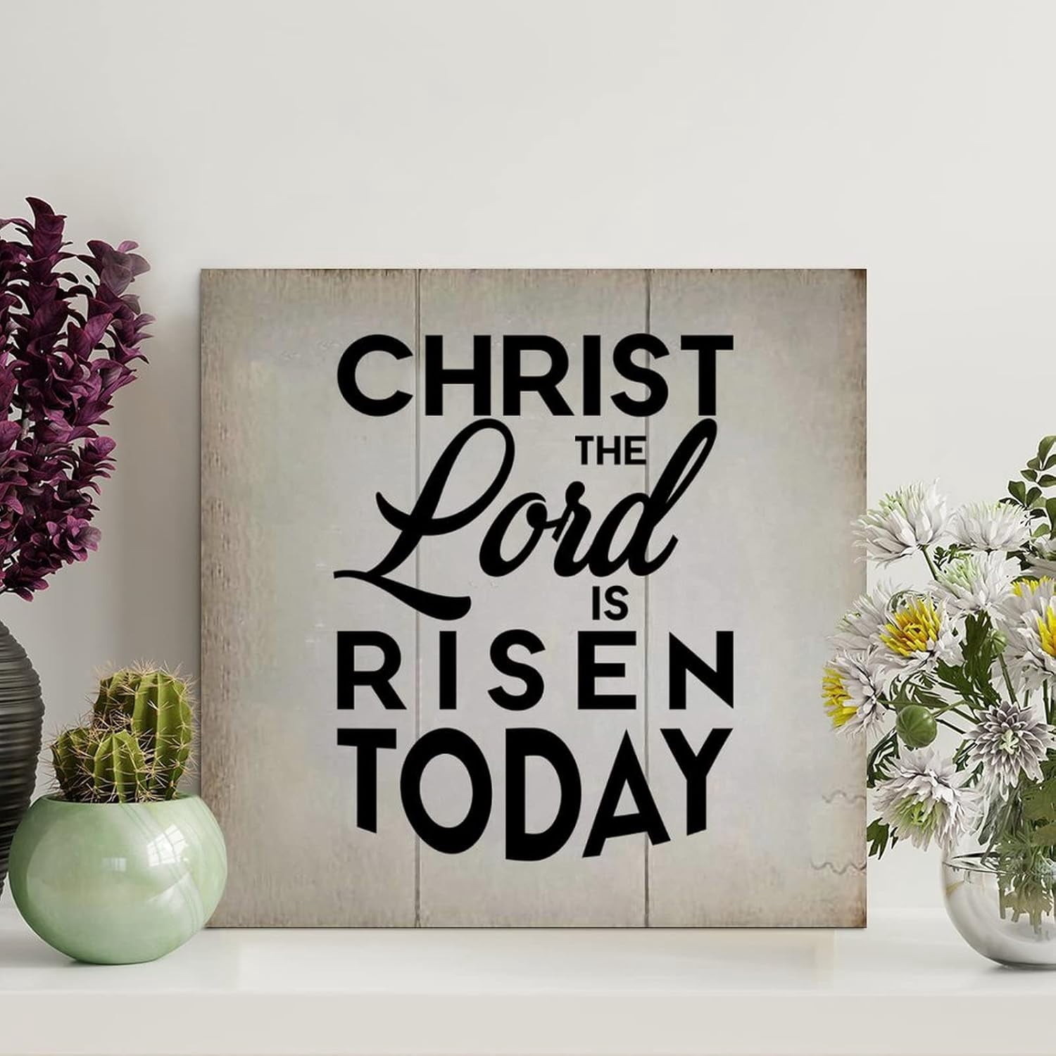 Rustic Wood Sign Christ The Lord Is Risen Today Wood Plaque Farmhouse ...