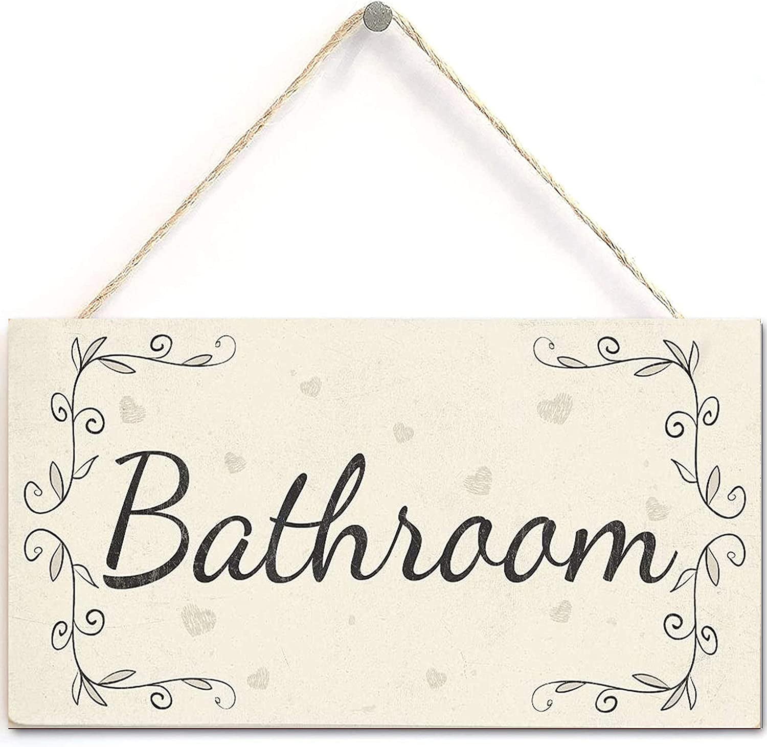 Rustic Wood Sign Hanging Bathroom Wall Decor - French Shabby Chic Style ...