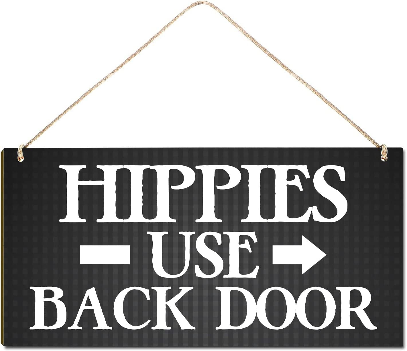Rustic Wood Sign Hanging Wall Decor Welcome Sign Hippies Use Back Door ...