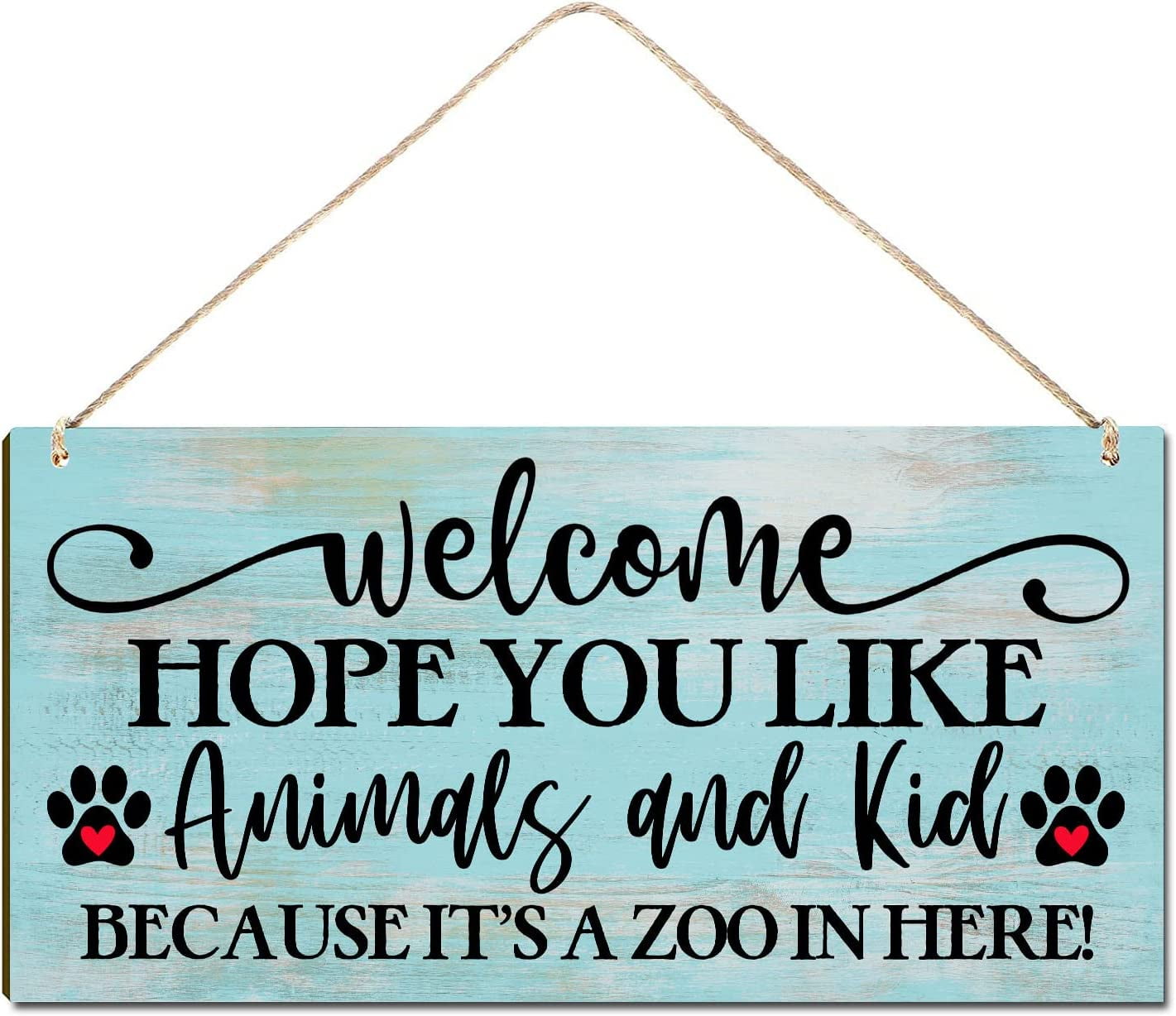 Rustic Wood Sign Hanging Wall Decor Welcome Sign Hope You Like Animals ...