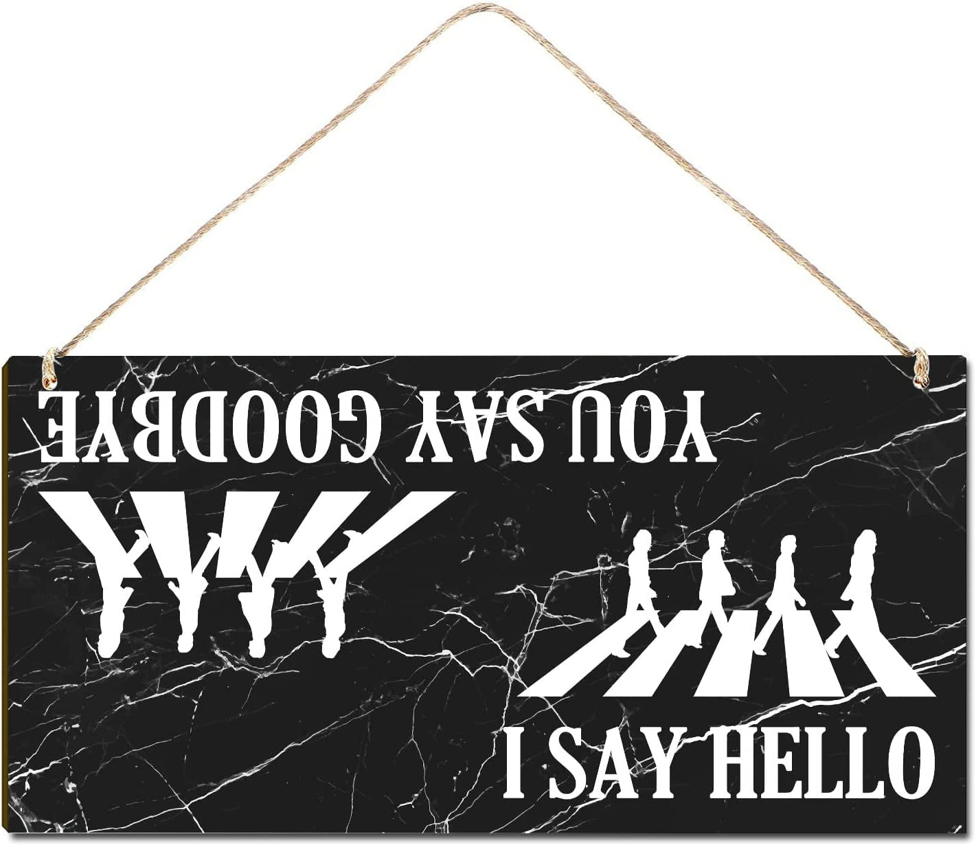 Rustic Wood Sign Hanging Wall Decor Welcome Sign I Say Hello and You ...