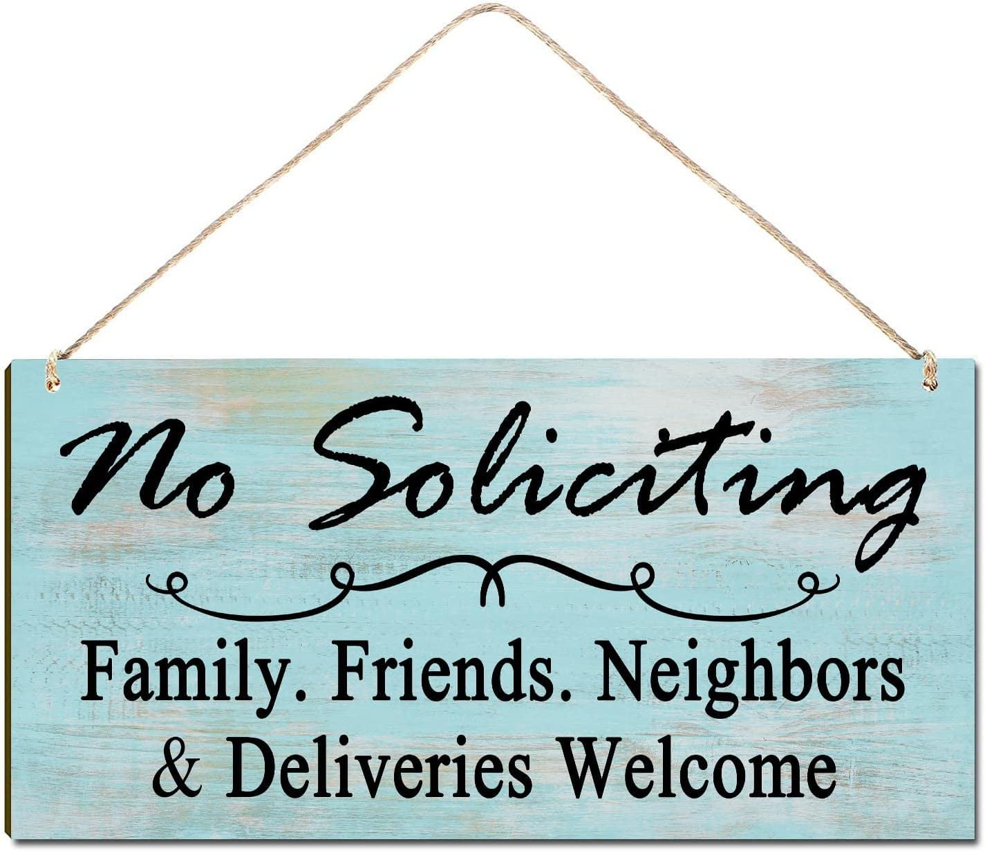Rustic Wood Sign Hanging Wall Decor Welcome Sign No Soliciting Family ...
