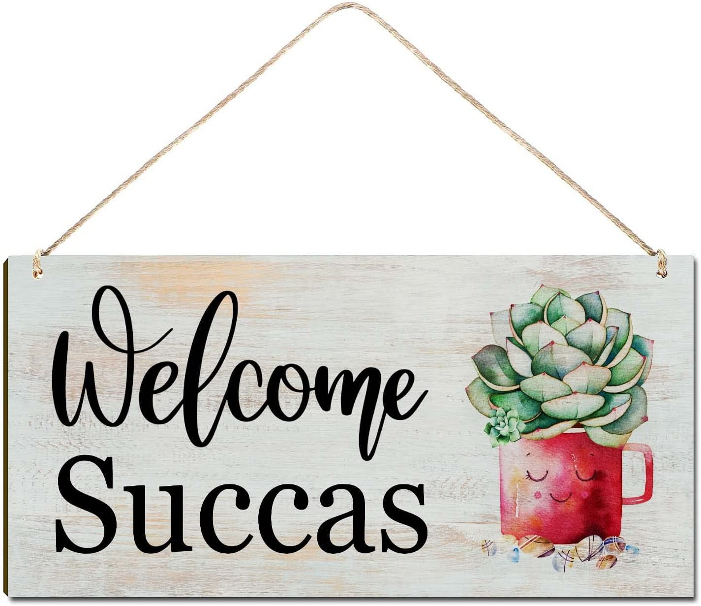 Rustic Wood Sign Hanging Wall Decor Welcome Sign Welcome Succas Cute ...