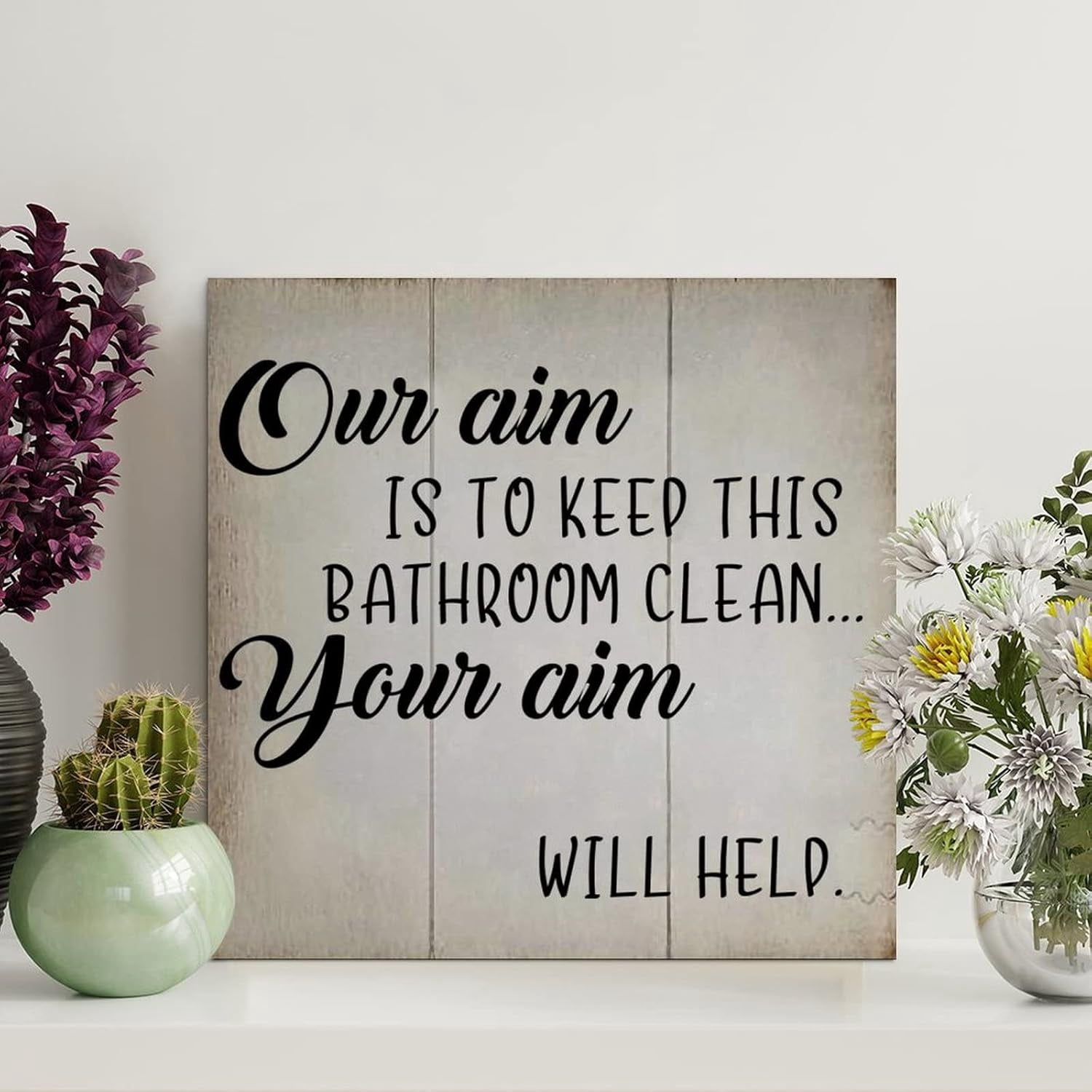 Rustic Wood Signs Our Aim Is To Keep This Bathroom Clean Wood Plaque ...