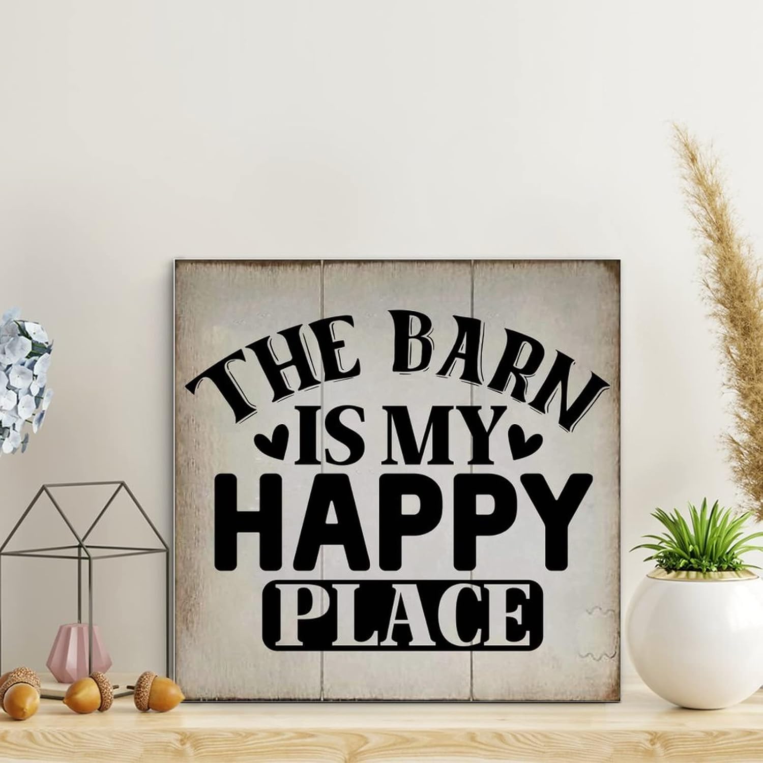 Rustic Wood Signs The Barn Is My Happy Place Wood Plaque Farmhouse Wall ...