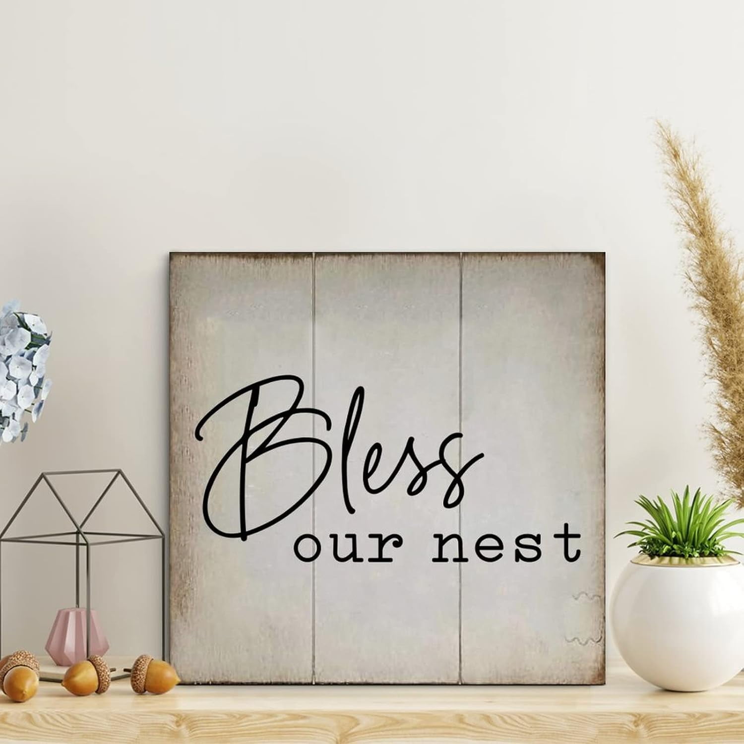 Rustic Wood Signs Bless Our Nest Wood Plaque Farmhouse Decor Wall Art ...