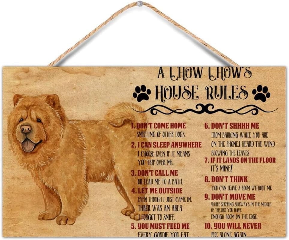 Rustic Wood Signs Farmhouse A Chow Chow's House Rules Dogs Wooden ...
