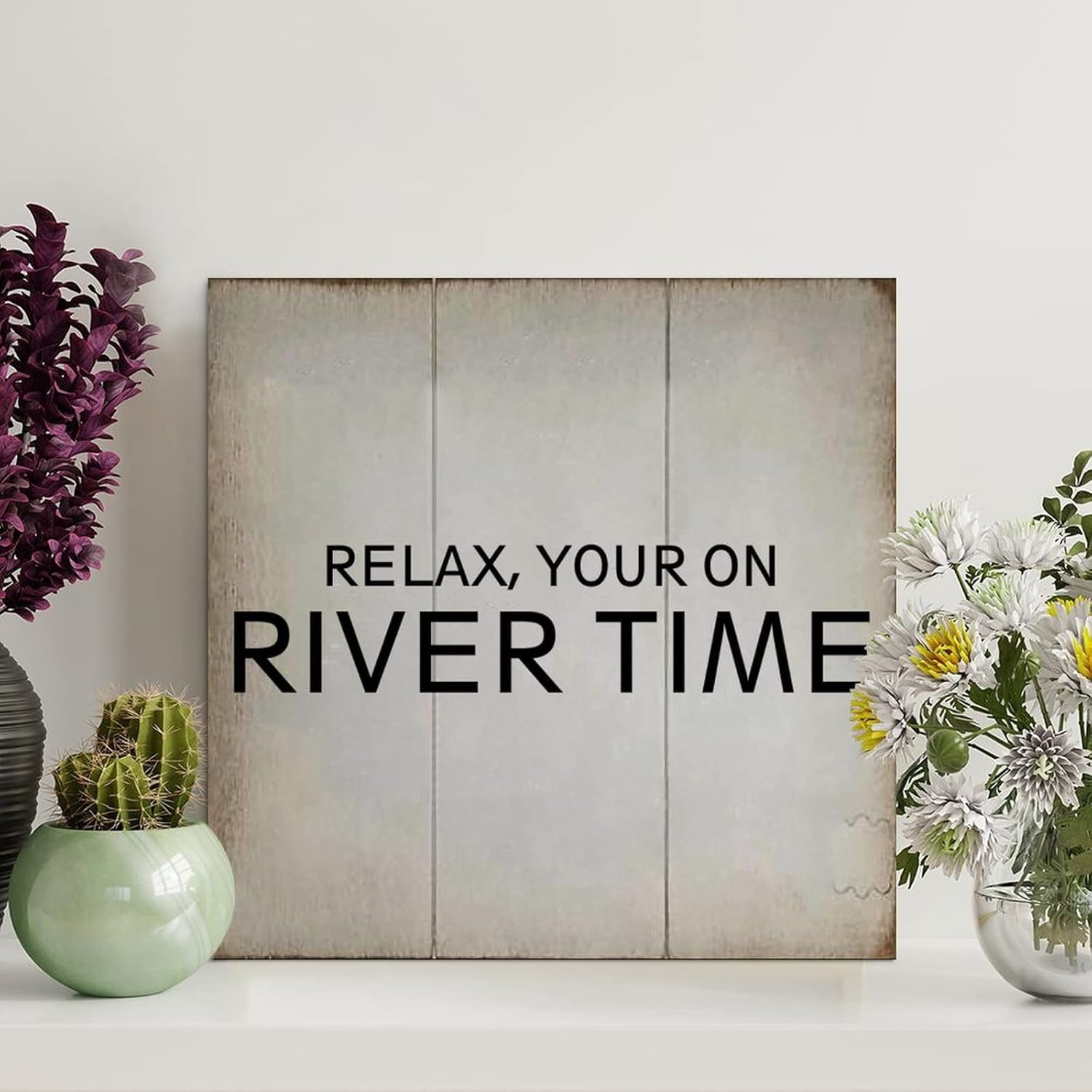 Rustic Wood Signs Relax Your On River Time Wooden Sign Farmhouse Family ...