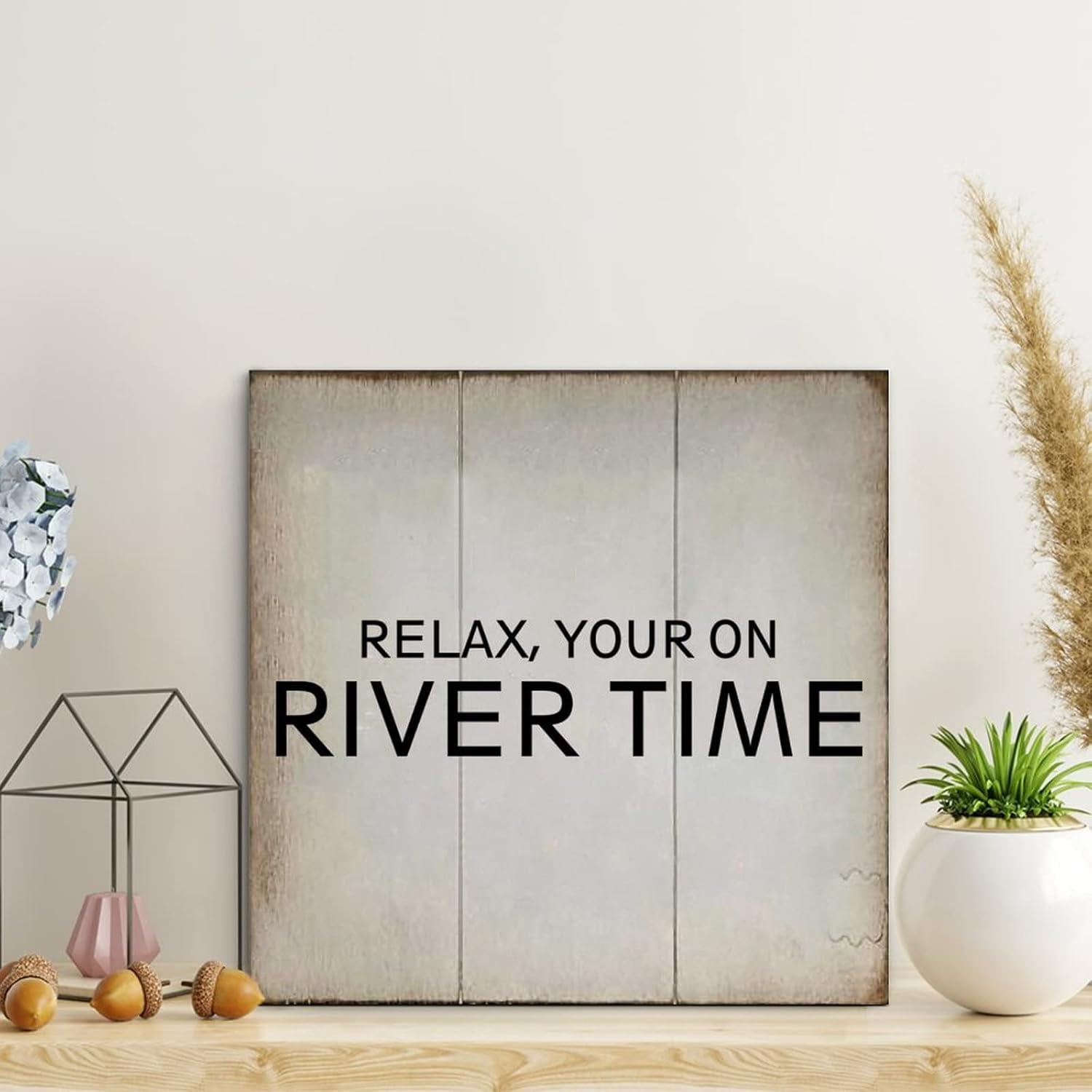 Rustic Wood Signs Relax Your On River Time Wooden Signs Rustic Wall ...