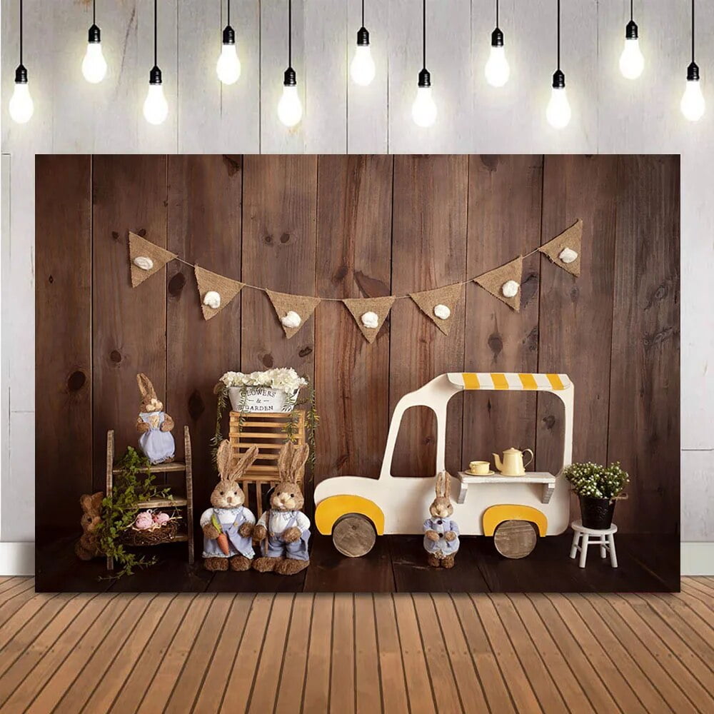 Rustic Wood Spring Easter Egg Background for Photography Flowers Garden ...