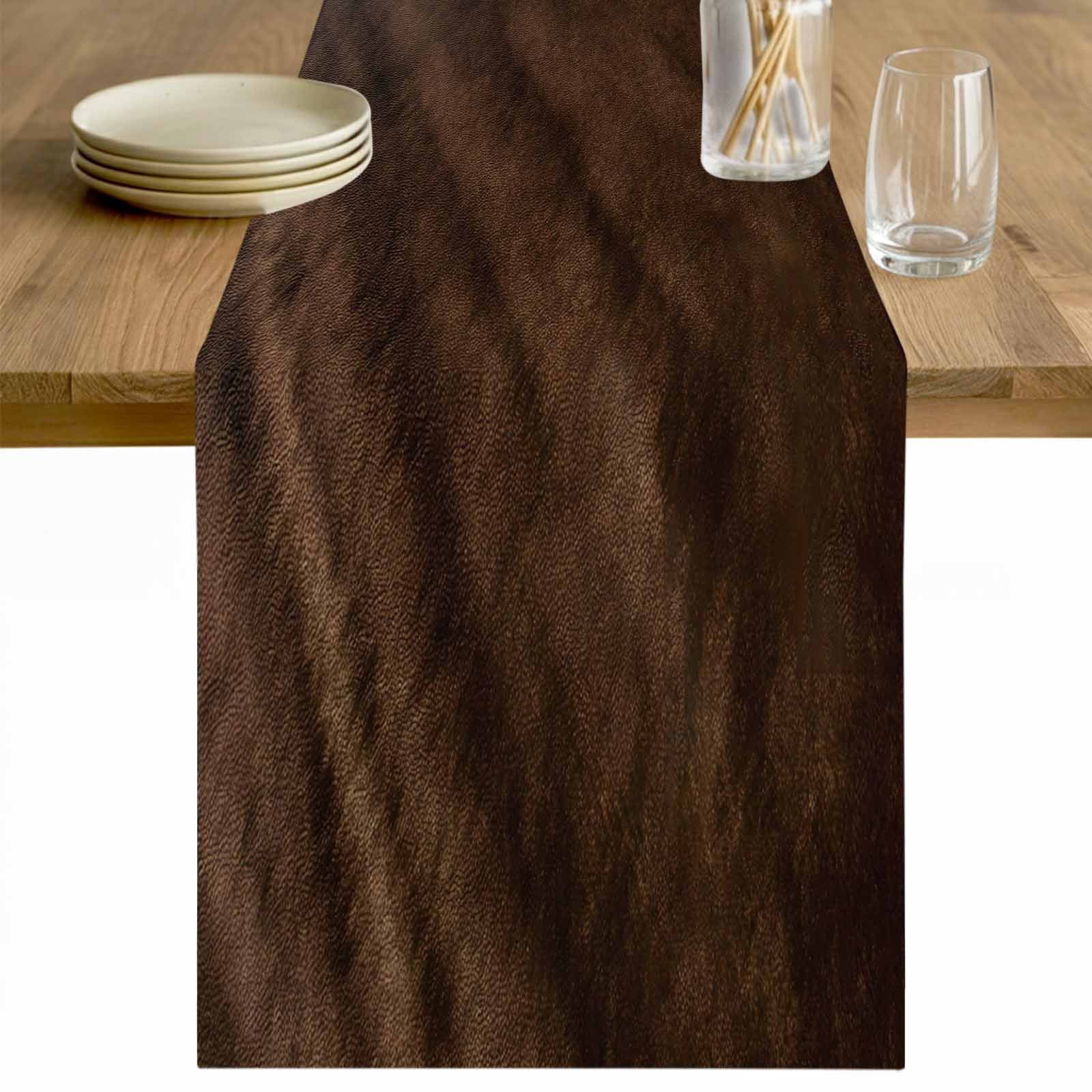 Rustic Wood Table Runner - 60 Inch Long Brown Wooden Planks Farmhouse ...