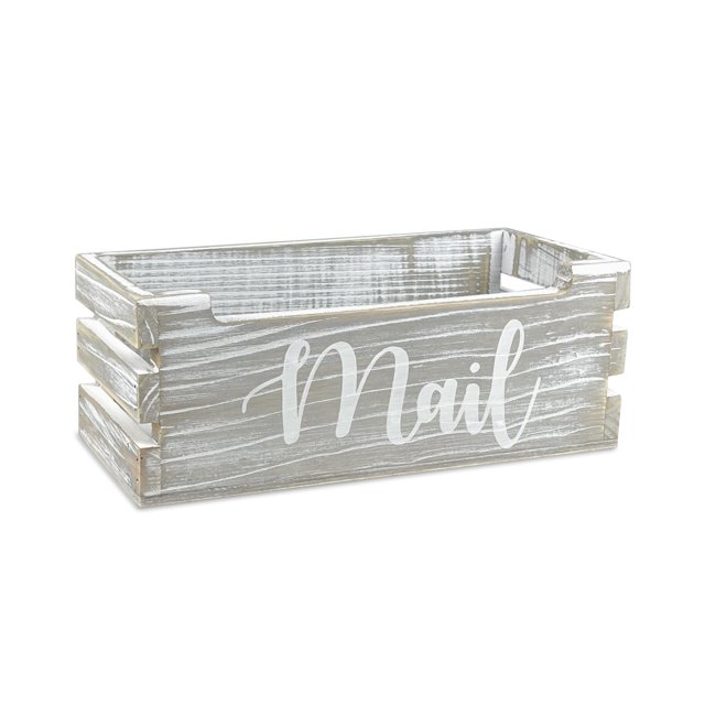 Rustic Wood Tabletop Mail Holder Box, Desktop Mail Organizer, Farmhouse ...