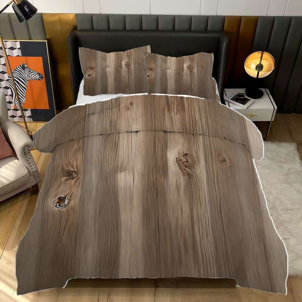 Rustic Wood Texture Panel Comforter Set King Size Bedding Set For Travl ...