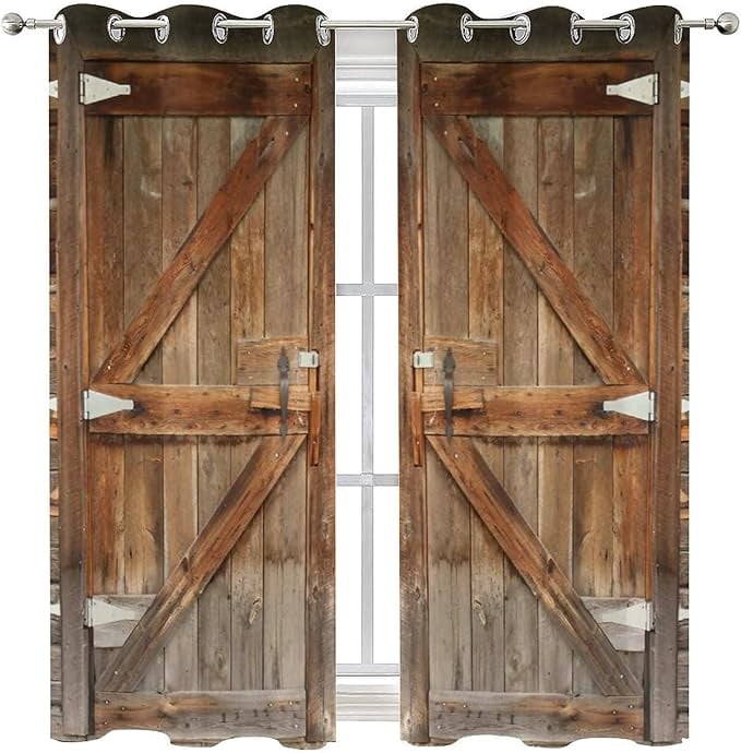 Rustic Wood Vintage Wood Blackout Curtains, Farmhouse Wood Curtain ...