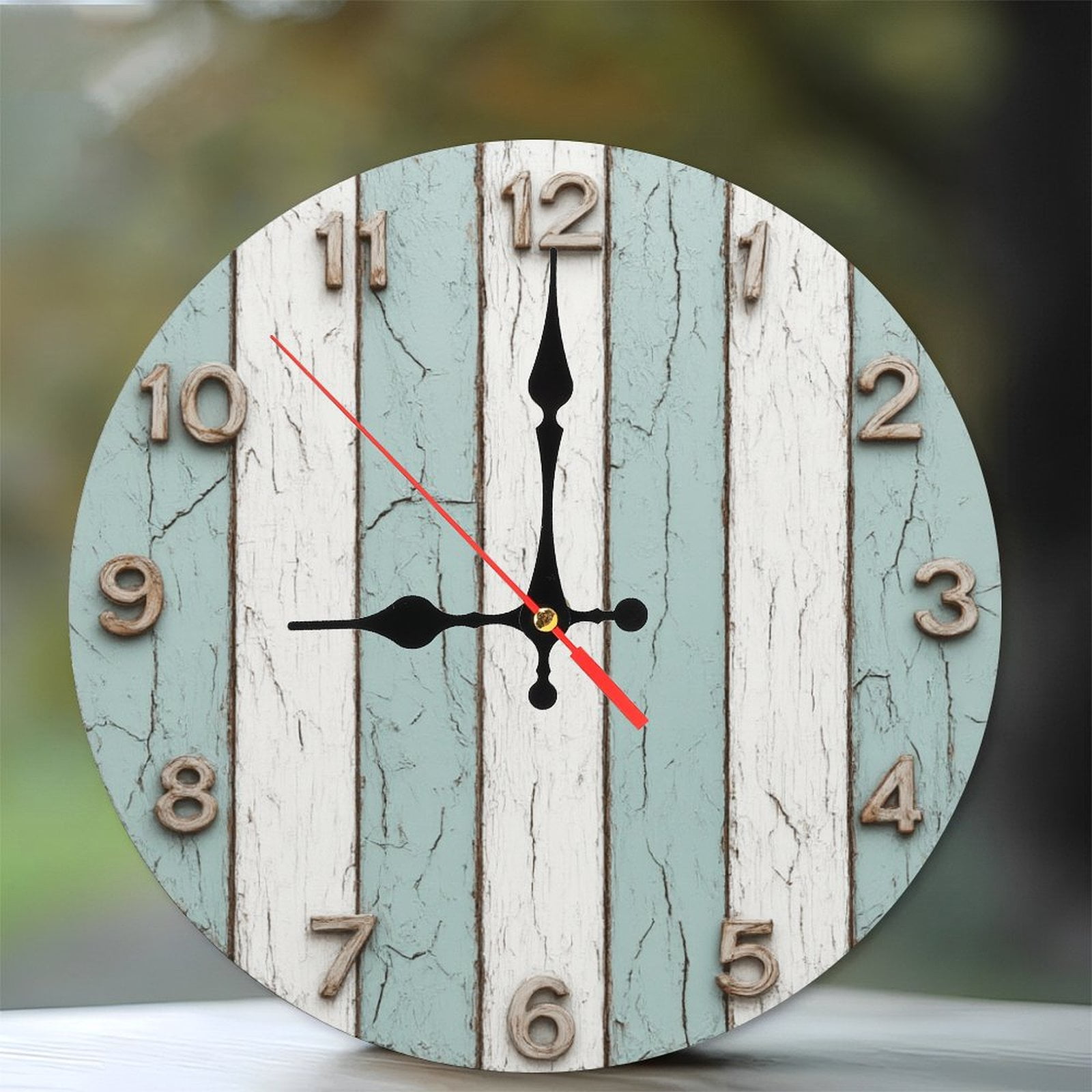 Rustic Wood Wall Clock Farmhouse Decor Home Decoration 10-Inch Silent ...