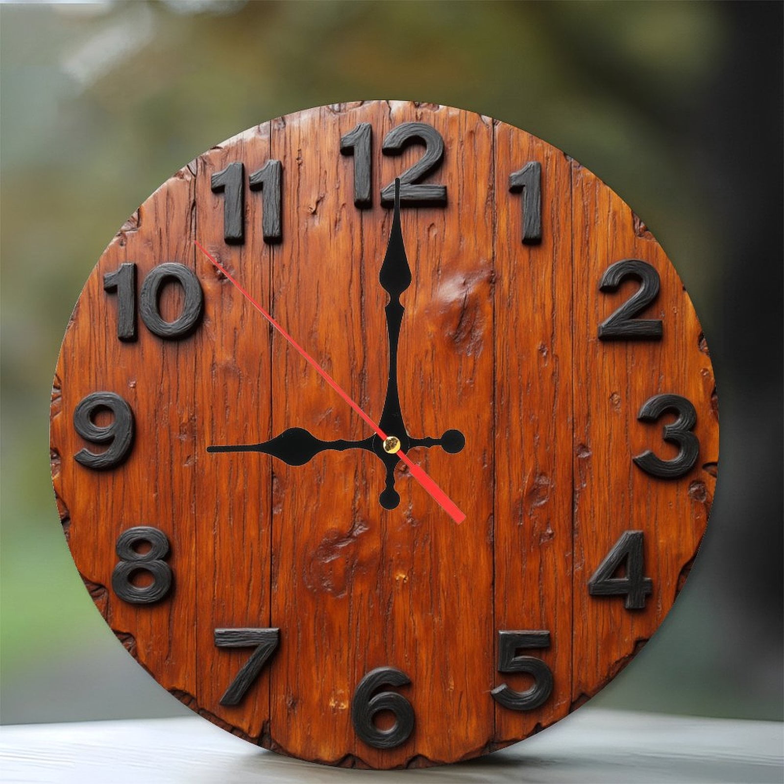 Rustic Wood Wall Clock Farmhouse Decor Home Office 10-Inch Silent ...