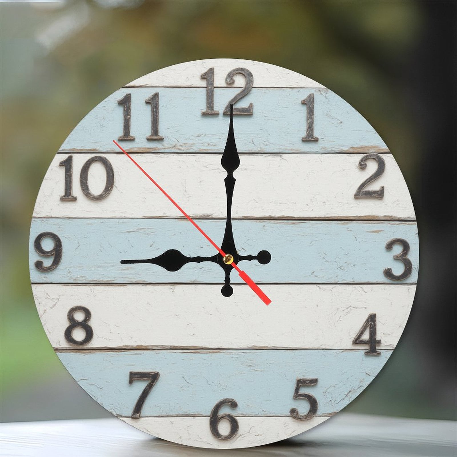 Rustic Wood Wall Clock Farmhouse Home Decor 10-Inch Silent Wooden Wall ...