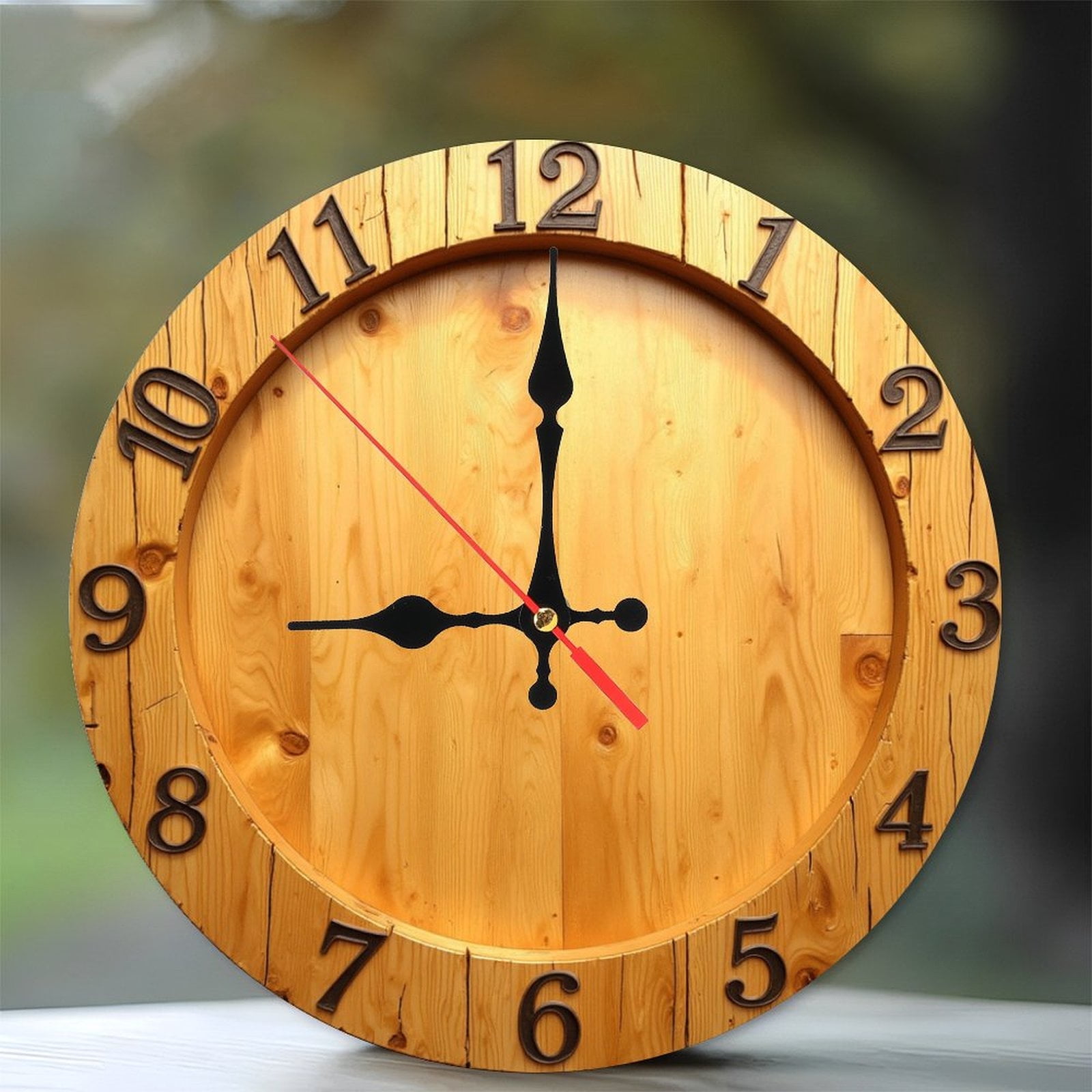 Rustic Wood Wall Clock Large Farmhouse Decor Home 12-Inch Silent Wooden ...