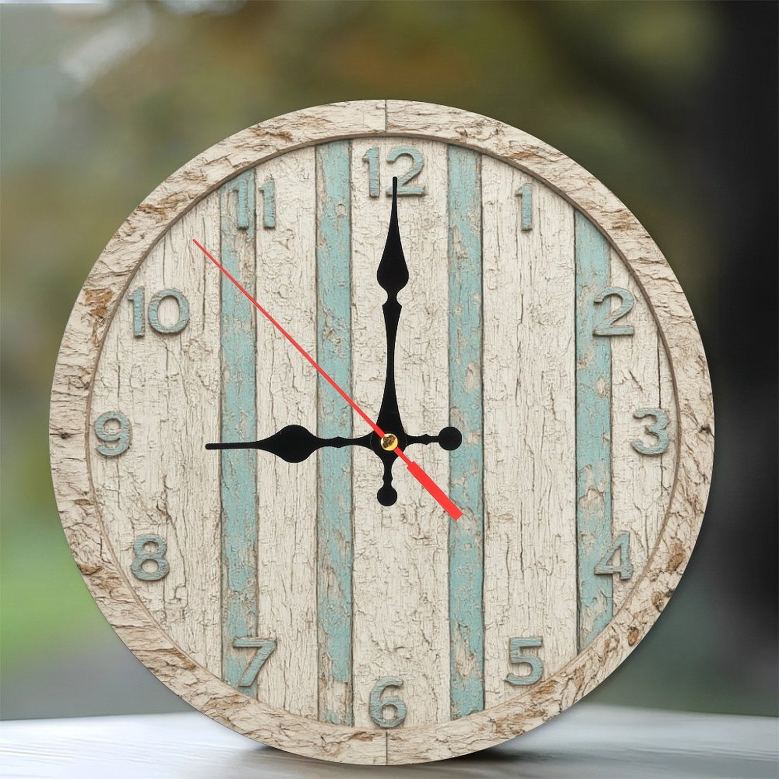 Rustic Wood Wall Clock Shabby Chic Farmhouse Decor Home 10-Inch Silent ...