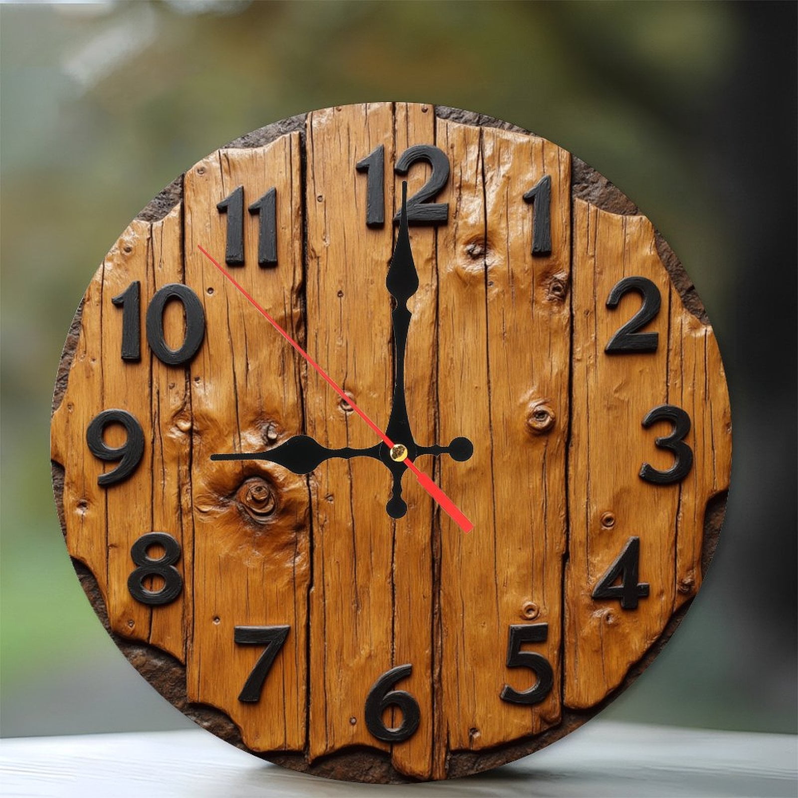 Rustic Wood Wall Clock Vintage Home Decor 10-Inch Silent Wooden Wall ...