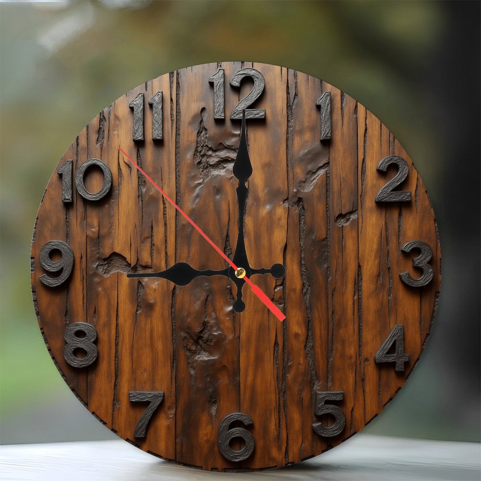 Rustic Wood Wall Clock Vintage Home Decor Farmhouse Style Clock 10-Inch ...