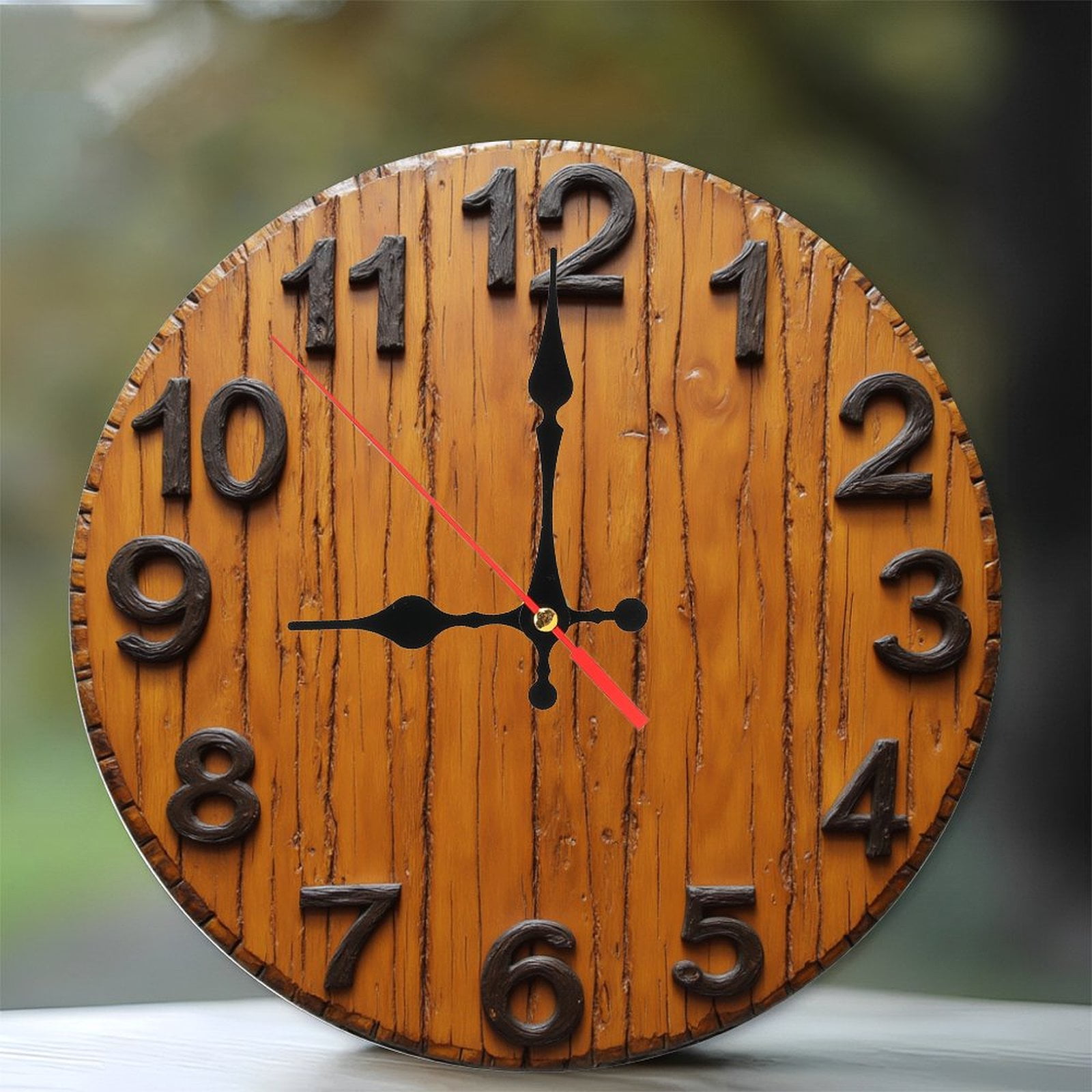 Rustic Wood Wall Clock Vintage Home Decor Large Brown 10-Inch Silent ...