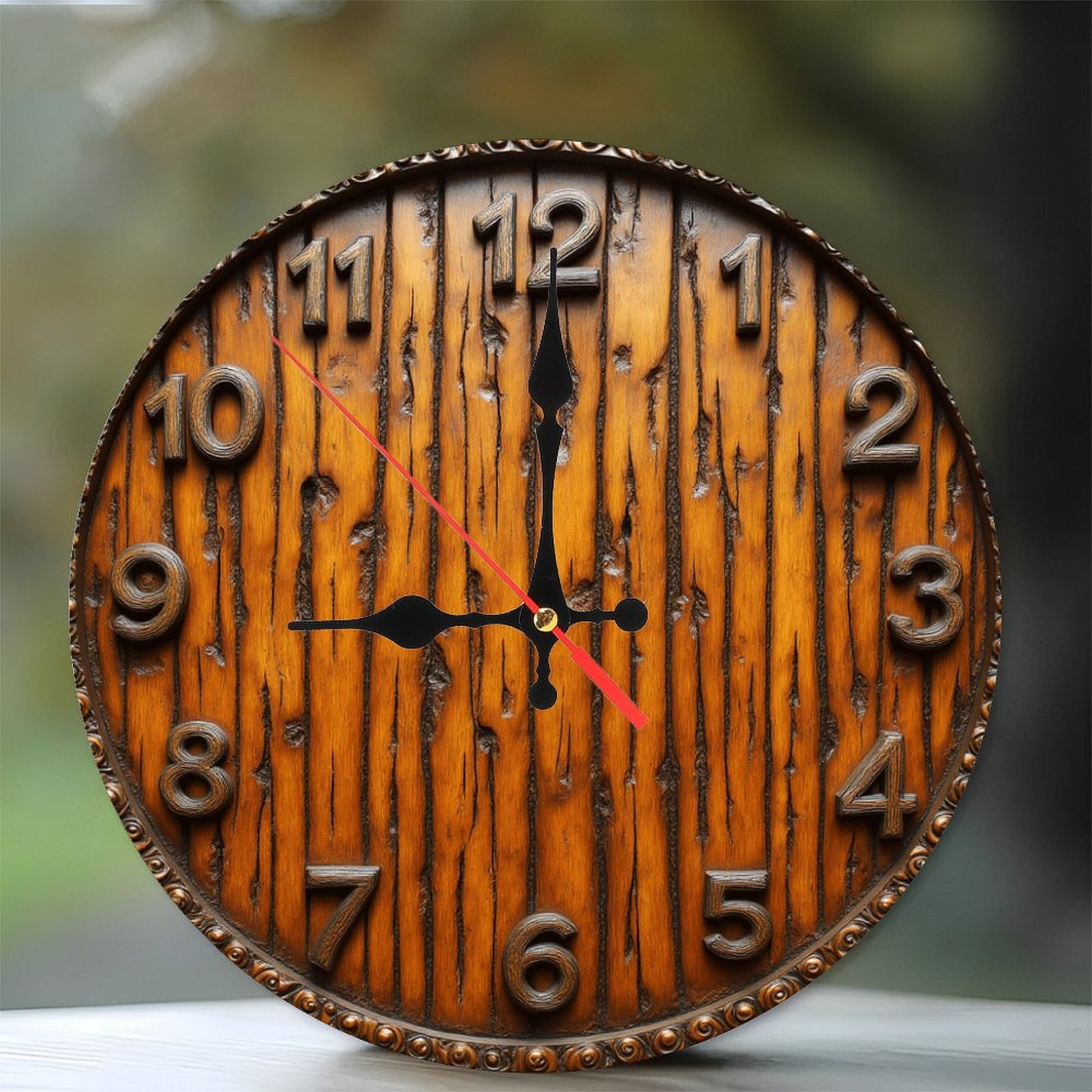 Rustic Wood Wall Clock Vintage Home Decor Large Number 10-Inch Silent ...