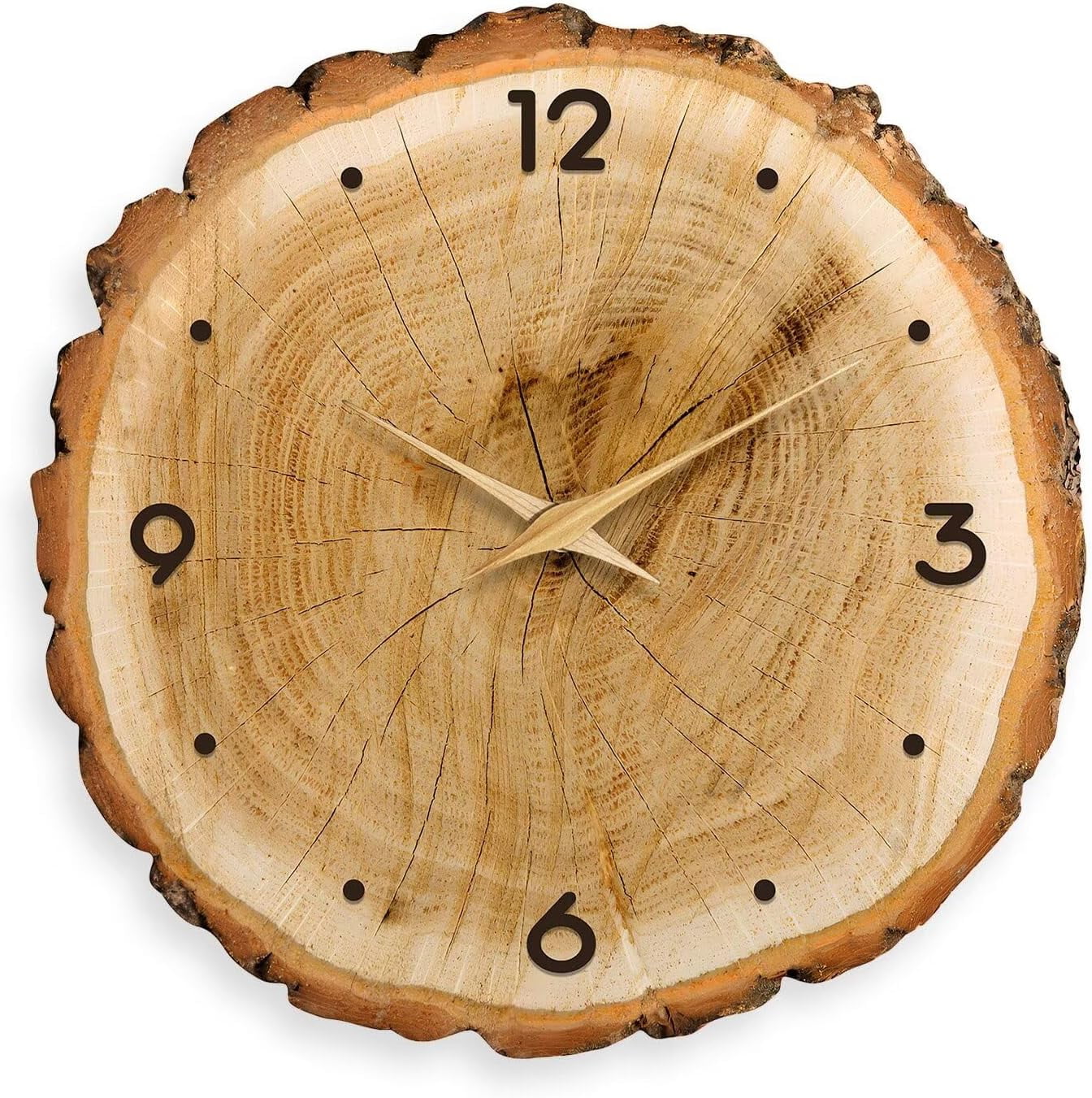 Rustic Wood Wall Clock for Bedroom - Brown Clock Wall Decor - Silent ...