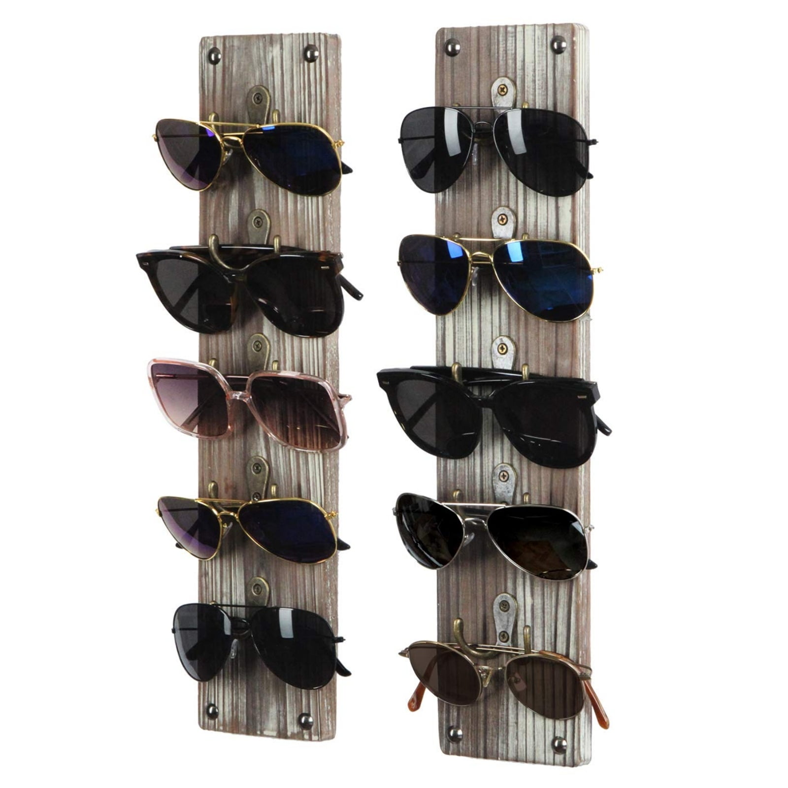 Rustic Wood Wall Mounted Sunglasses Storage Organizer 10 Eyeglasses ...