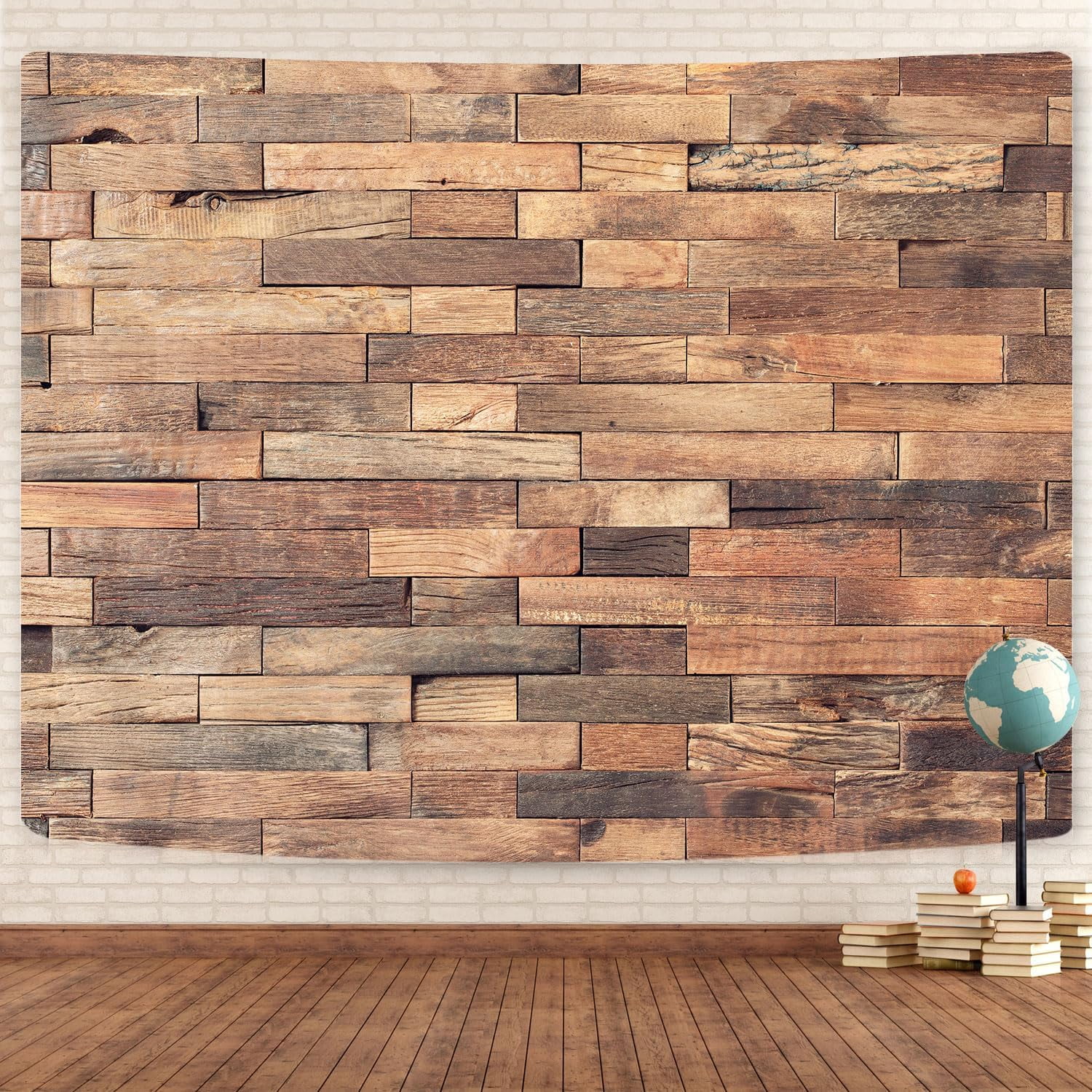 Rustic Wood Wall Tapestry, Vintage Country Farmhouse Brown Woods Barn ...