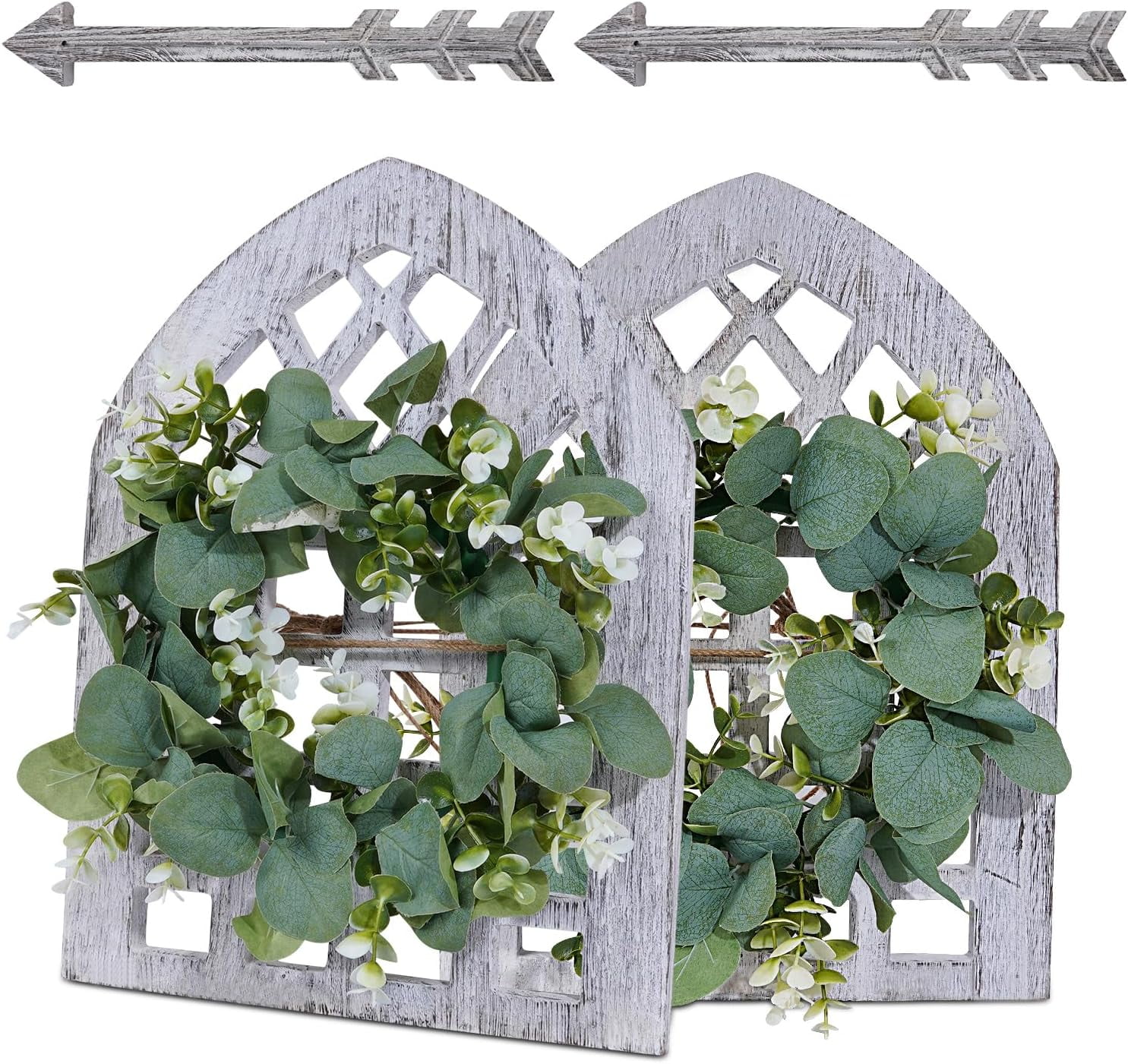 Rustic Wood Window Frames Set of 2 with Arrows - Farmhouse Fake Window ...