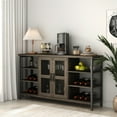 Rustic Wine Bar Cabinet, Multifunctional Storage - 55 Inch, Black Gray ...