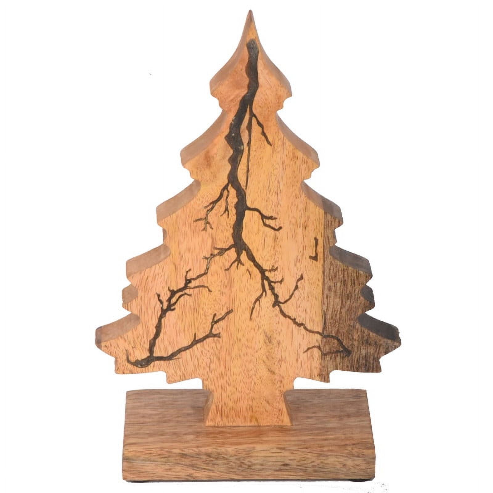 Rustic Wood etched Christmas Tree Tabletop Decor with Natural Finish, 9 ...