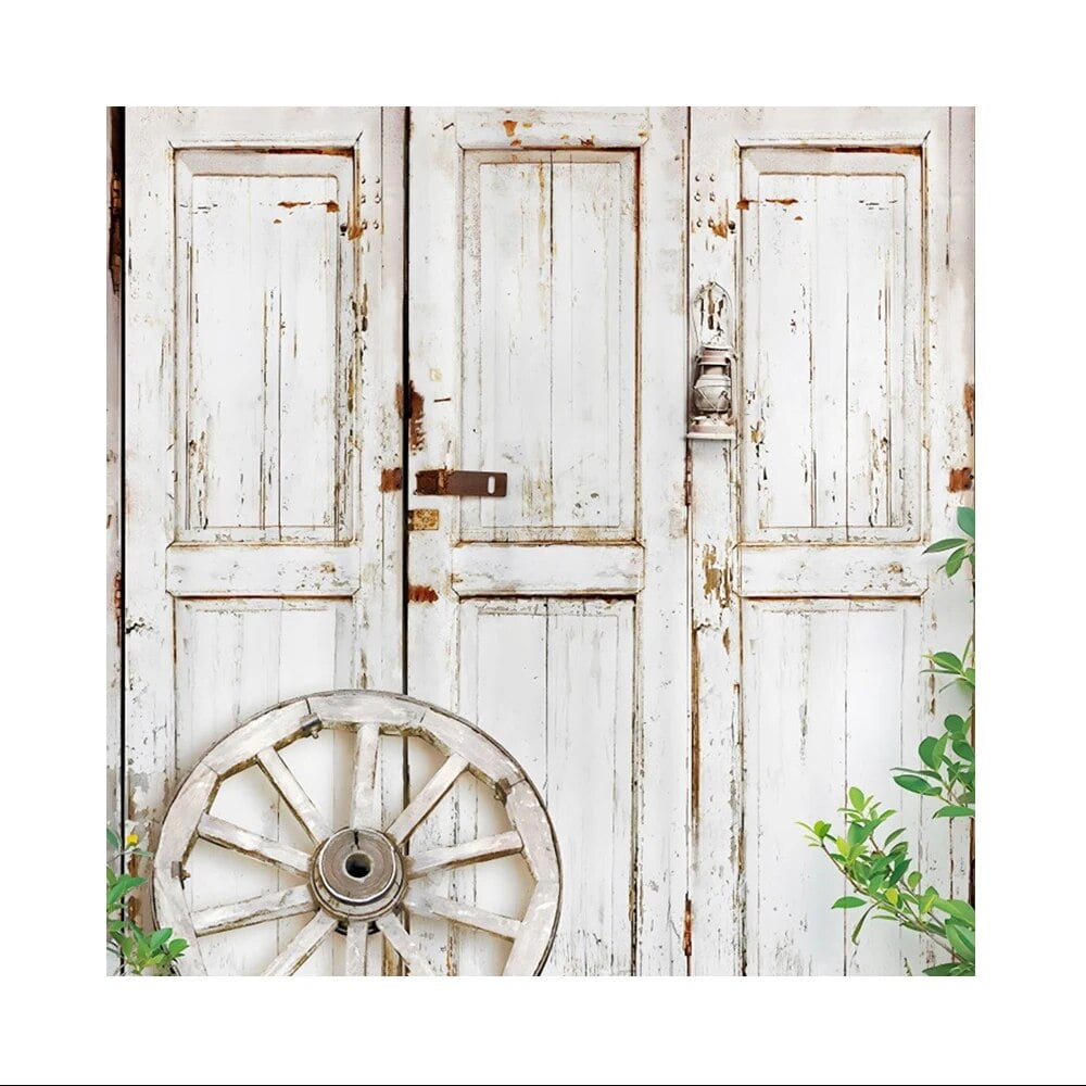 Rustic Wooden Barn Door Backdrop Farmhouse Retro Antique White Wood ...