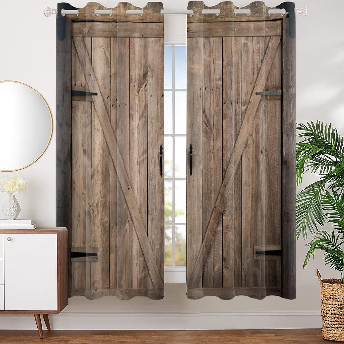 Rustic Wooden Barn Door Blackout Curtains Set of 2 Panels 42 x 84 Inch ...