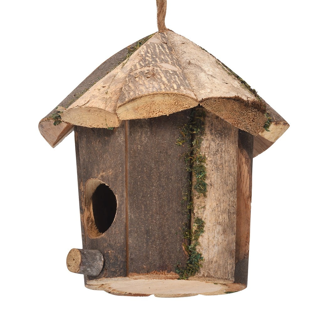 Rustic Wooden Birdhouse for Garden, Outdoor Decor Natural Bird Nest Box ...